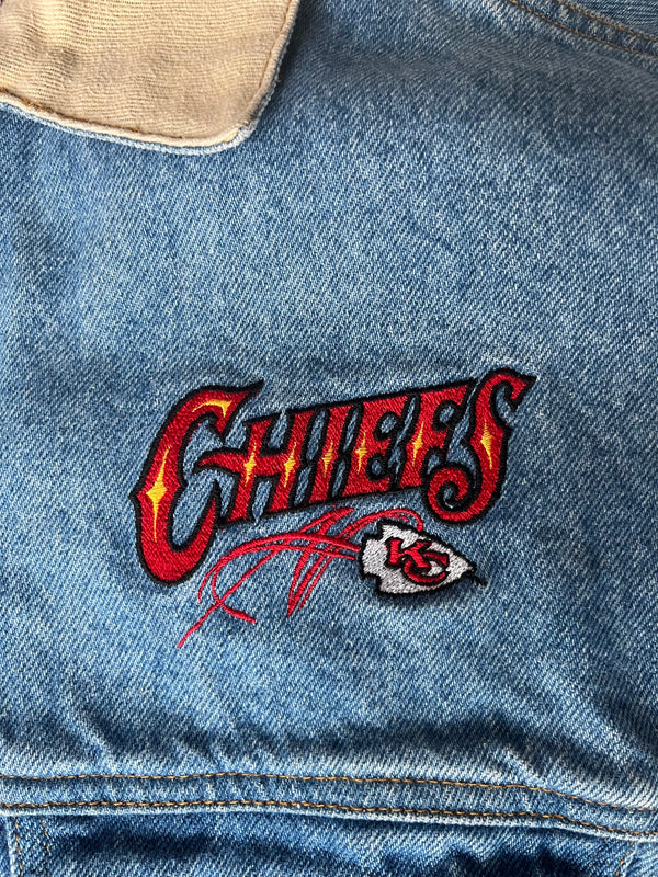 WESTSIDE STOREY VINTAGE | VINTAGE 90S KC CHIEFS DENIM JACKET FRONT & B ...